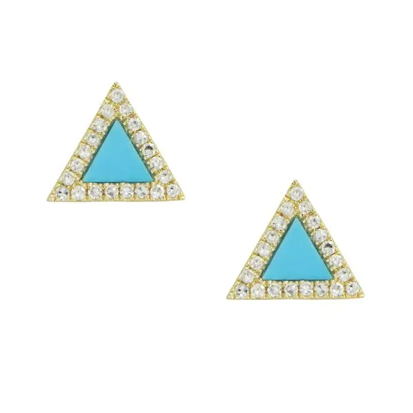 KAMARIA Triangle Turquoise Diamond Stud Earrings - Gold