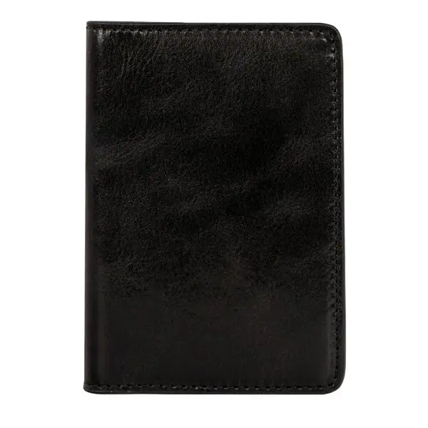 TIME RESISTANCE Small Leather Passport Holder For In Gulliver's Travels - Black