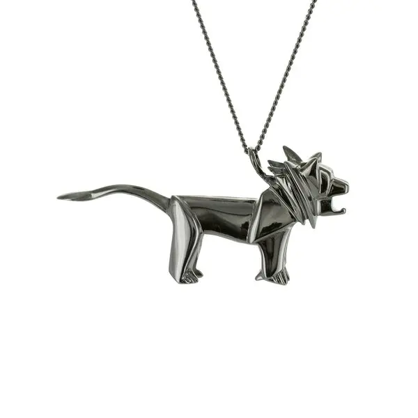 ORIGAMI JEWELLERY Lion Pendant Necklace - Black