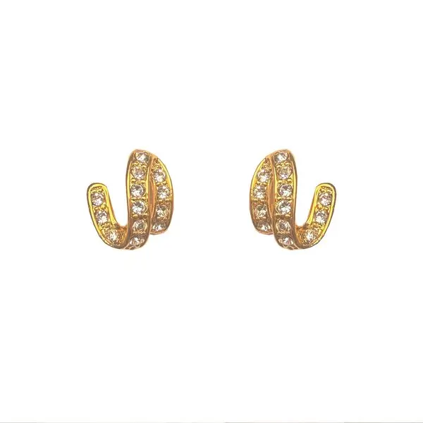 MONARCH Diamond Curve Earrings - Gold
