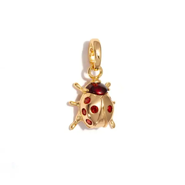 MARIE JUNE JEWELRY Garnet Ladybug Pendant - Gold