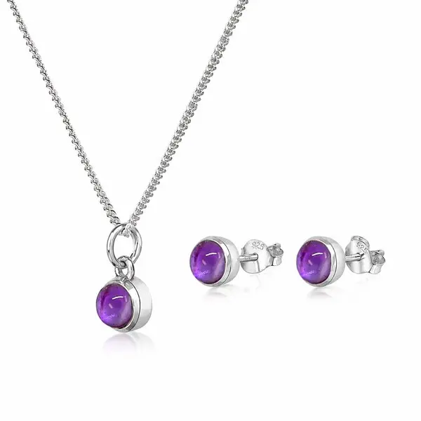 THE JEWELLERY STORE LONDON Sterling Silver Amethyst Jewellery Set - Purple/silver