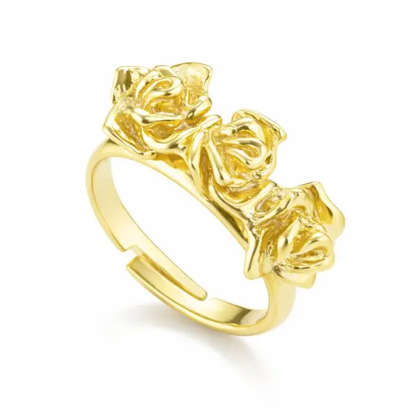 UNALOE Vermeil Triple Rose Adjustable Ring - Gold