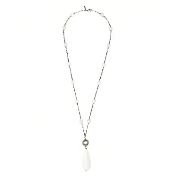 JAREDJAMIN Bianca Segmented Teardrop Pendant Necklace - White