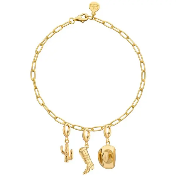 LILY CHARMED Plated Cowboy Oval Link Charm Bracelet - Gold