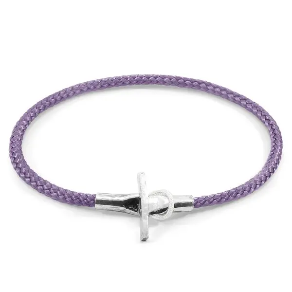 ANCHOR & CREW Lilac Cambridge Silver And Rope Bracelet - Purple