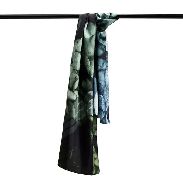 ESSENTY-PARIS Blue Water And Stone Dance Design – French Twill Silk Scarf - Grey
