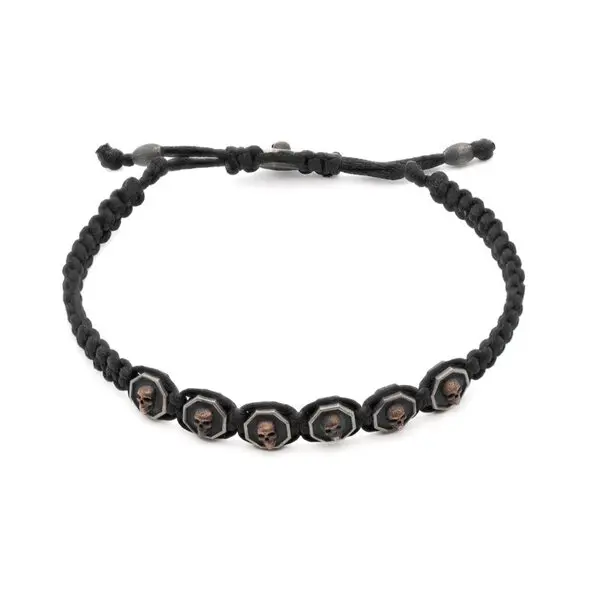 EBRU JEWELRY Skull Charm Woven Bracelet - Black