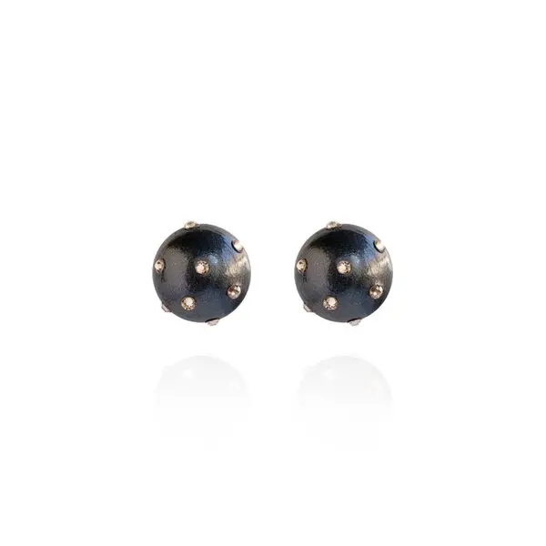 SAULE LABEL Gaia Jet Petite Stud Earrings - Black