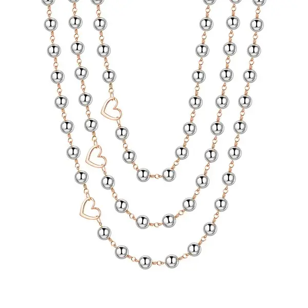 REJECTED HEARTS CLUB La Princesa Hematite Bead Layered Necklace - Silver