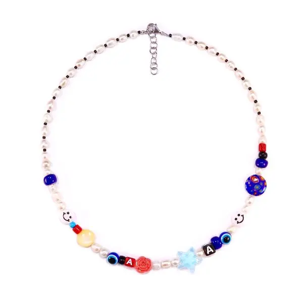 MINERALGEMS ✩ STUDIO Freshwater Pearls And Murano-style Beads Choker - White