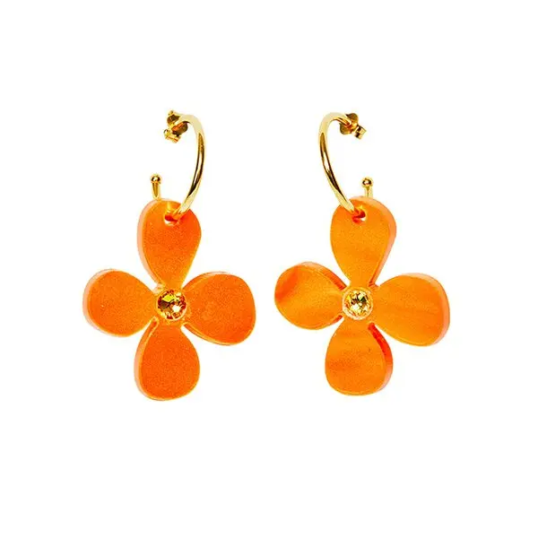 TOOLALLY Daisy Hoop Earrings - Orange