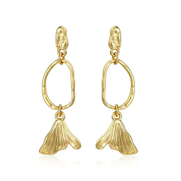 RARE MATTERS JEWELRY Mermaid Tail Drop Earrings - Gold