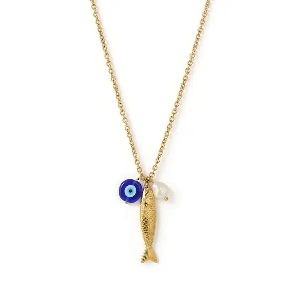 ARMS OF EVE Sirena Charm Necklace - White/gold/blue