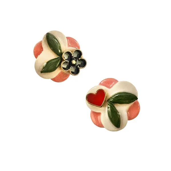 SCULP Love It" Stud Earrings With Ceramic Pendants And Gold-over Sterling Silver - Pink