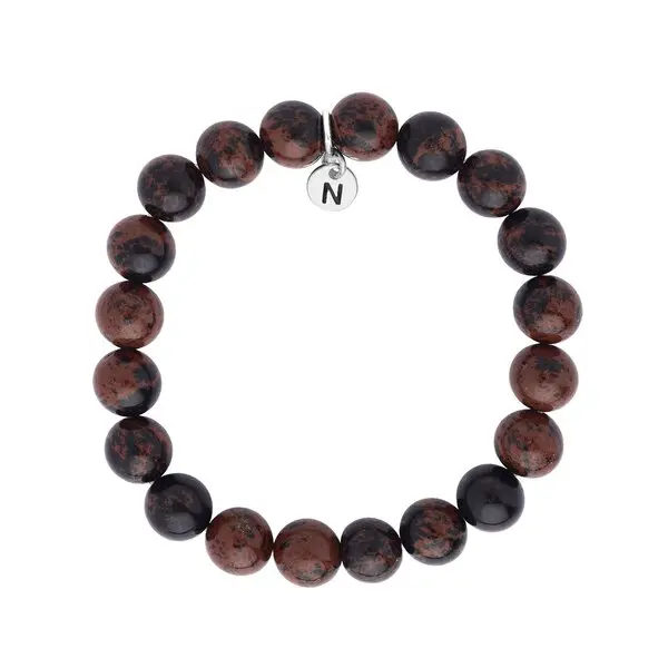 NELLOU JEWELLERY Affinity Mahogany Obsidian Gemstone Bead Bracelet - Brown