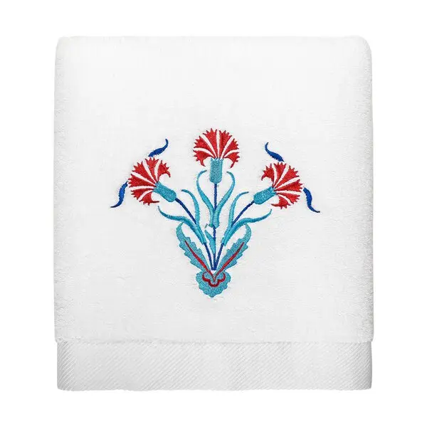 KM HOME COLLECTION Clove Embroidery Bath Towel - White