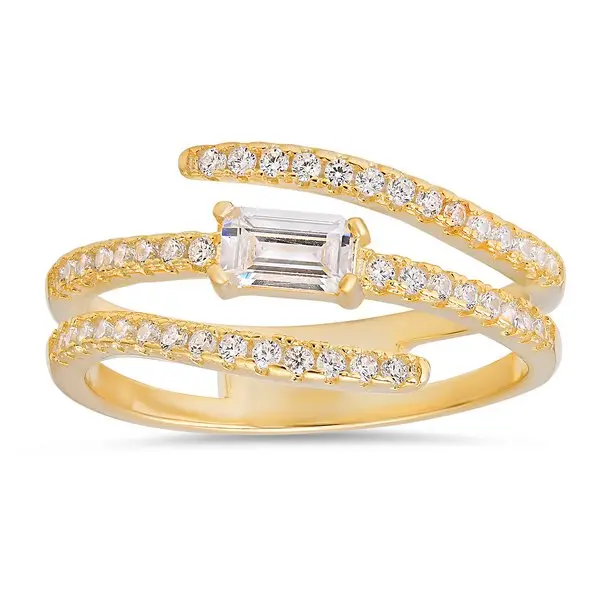 KYLIE HARPER Sterling Silver Baguette-cut Cz Crossover Ring - Gold