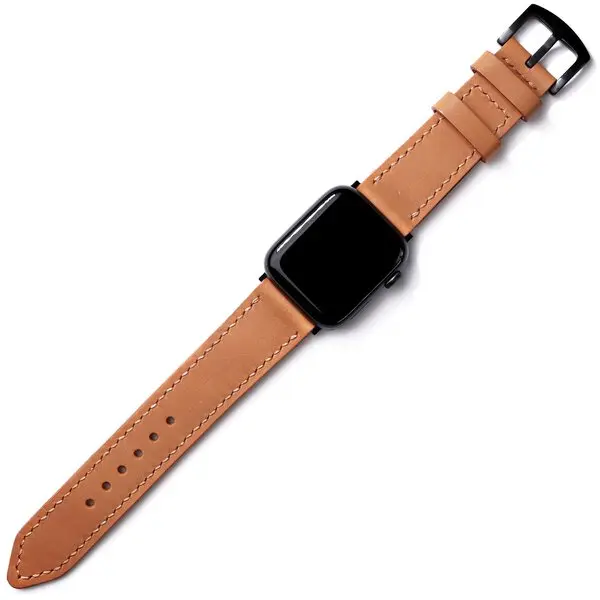 ROARCRAFT Leather Apple Watch Strap - Black/orange