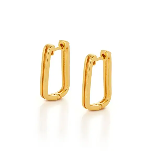 NELLOU JEWELLERY Double Oblong Hoop Earrings - Gold