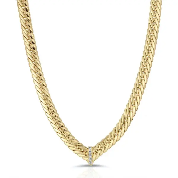 GLAMROCKS JEWELRY Cz Chevron Statement Necklace - Gold