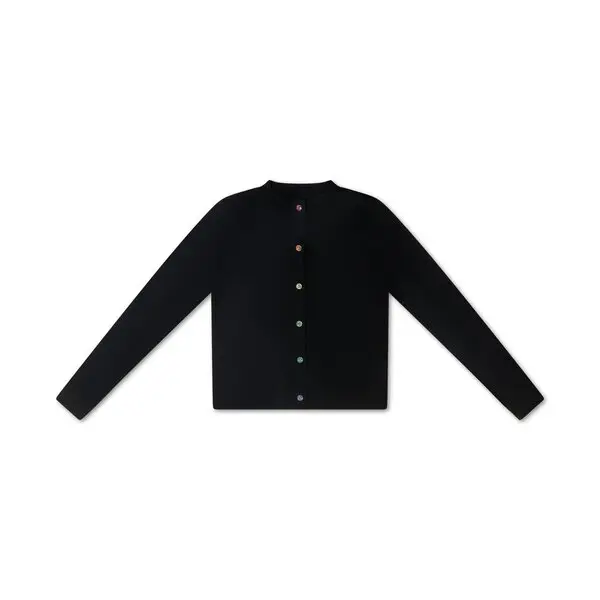 ROCH PEREL Ribbed Knit Cardigan With Crystal Buttons