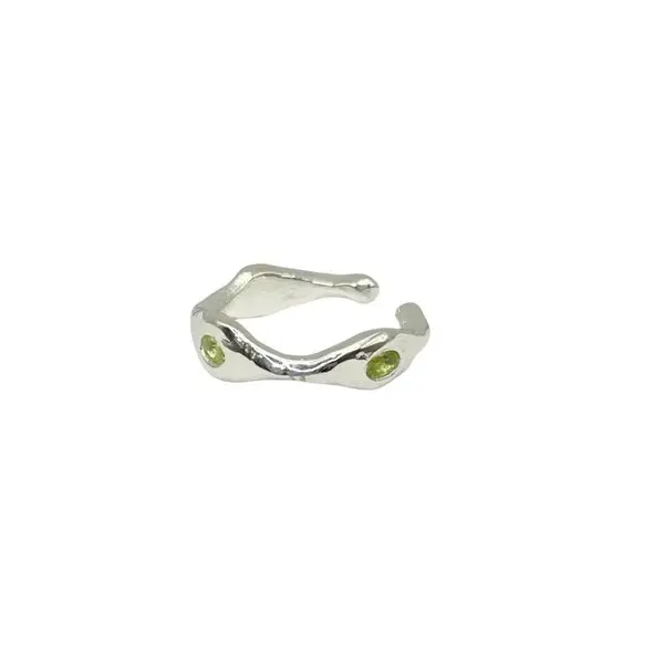 AMY DELSON JEWELRY Three Stone Peridot Sterling Silver Ear Cuff - Green/silver