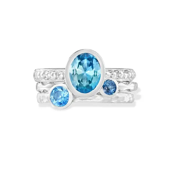DOWER & HALL Sea Breeze Twinkle Stacking Rings Set - Silver