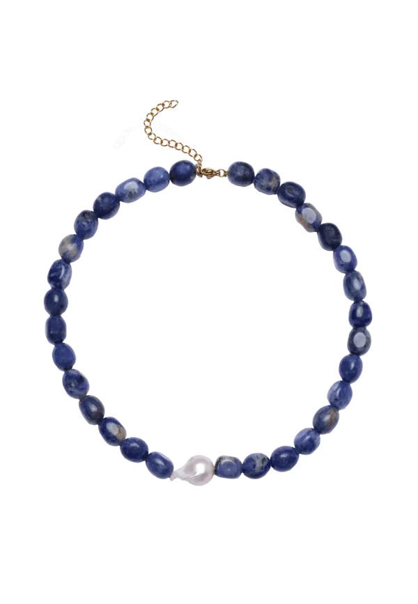 LAVANI JEWELS Nereida Lapis Lazuli And Pearl Necklace - Blue/white