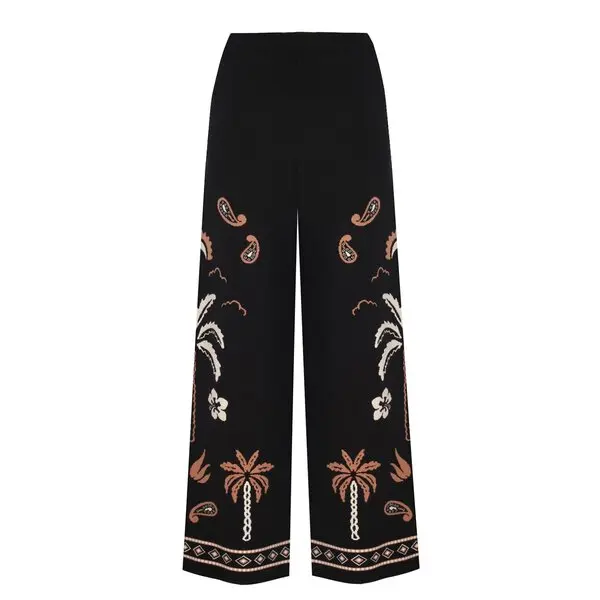 Loveist Store Knit Wide Leg Trousers With Graphic Pattern
