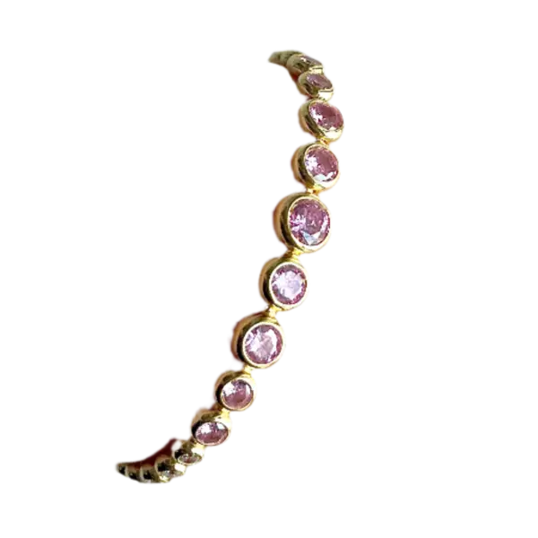 LAURA GRAY Diamond Crystal Round Bezel Tennis Bracelet - Pink