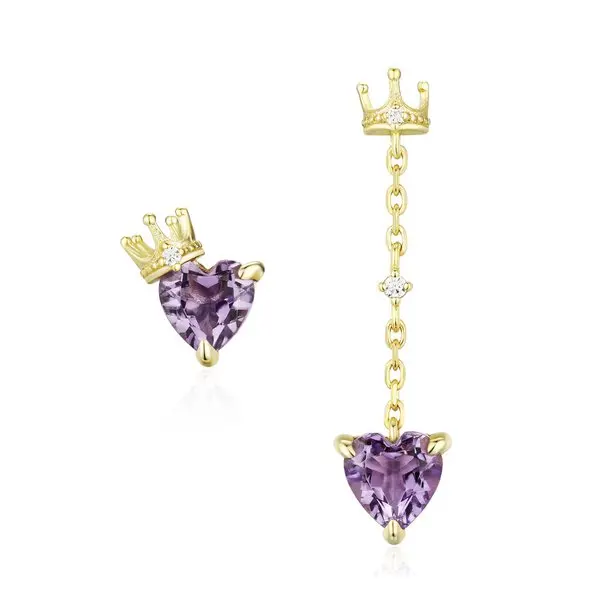 AZURA JEWELRY NEW YORK Heart Of The Realm Amethyst Vermeil Earrings - Gold/yellow