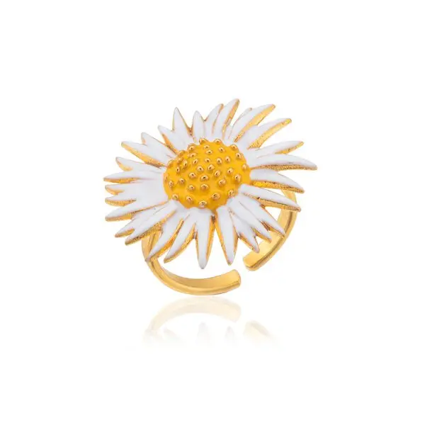 MILOU JEWELRY Sunflower Adjustable Ring - White