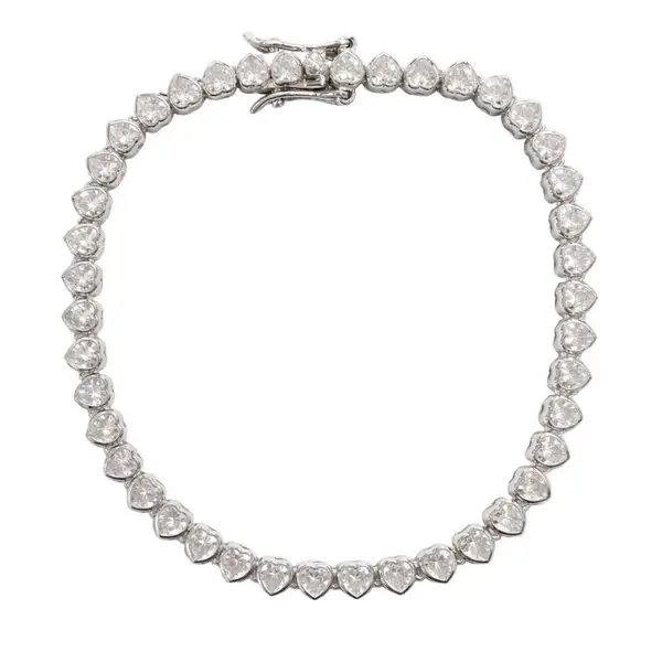 PEARL CODE Celine Mini Heart Tennis Bracelet - Silver