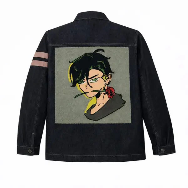 ZASTASTUDIO Oversized Denim Jacket With Anime Artwork - Brown