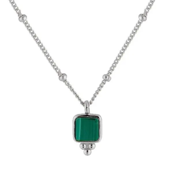 BERMUDA WATCH COMPANY Annie Apple Dulcie Malachite Pendant Necklace - Silver