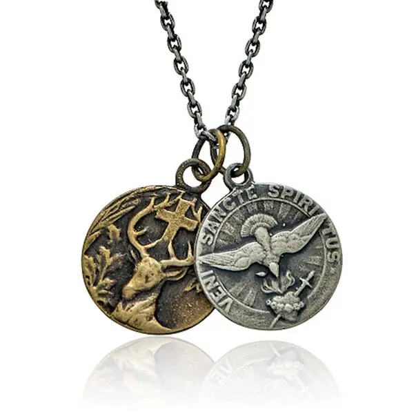 CARTOGRAPHY Sterling Silver And Brass Dove And Stag Necklace - Gold/grey/silver