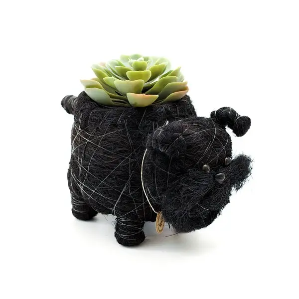 Likhâ Coco Coir Animal Planter Schnauzer - Black