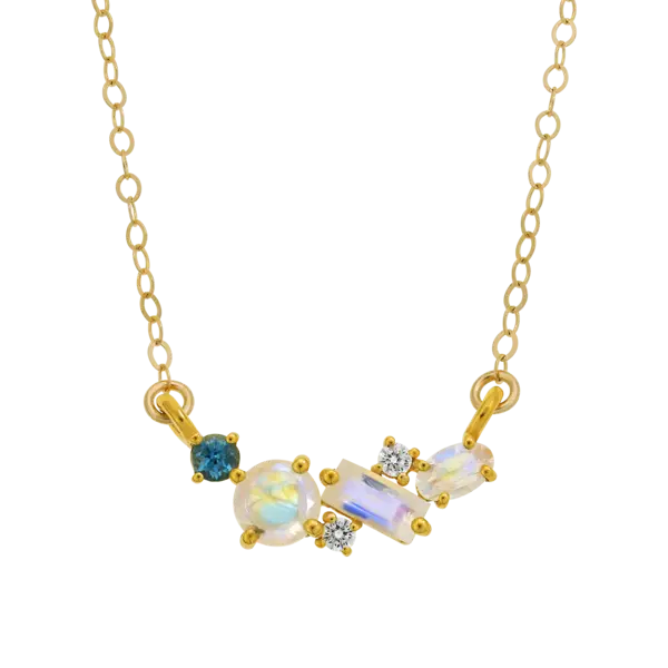 LA KAISER Rainbow Moonstone & Topaz Pendant Necklace - Gold