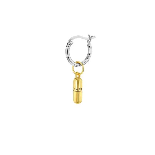 TRUE ROCKS 18kt Gold-plated Mini Pill On Sterling Silver Hoop Earring - Gold/silver