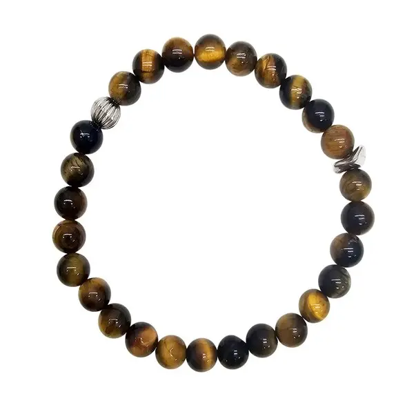 FARRA Tiger-eye Stone Flexible Bracelet - Brown