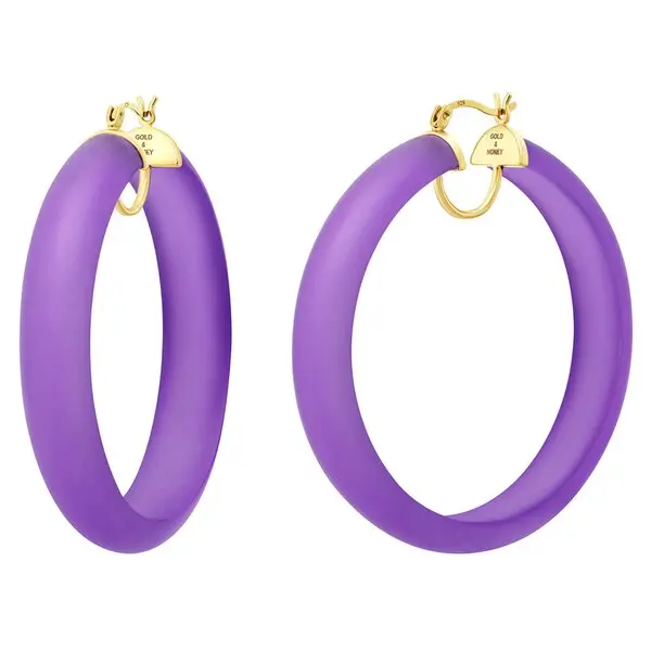 GOLD & HONEY Frosted Hoop Earrings - Gold/purple