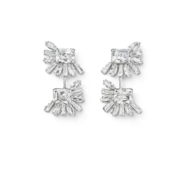 MAISON DE GALA Crystal Drop Earrings - Silver