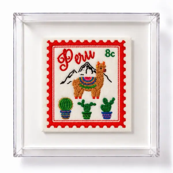 LILLY LOVES Peru Postage Stamp Artwork - Red
