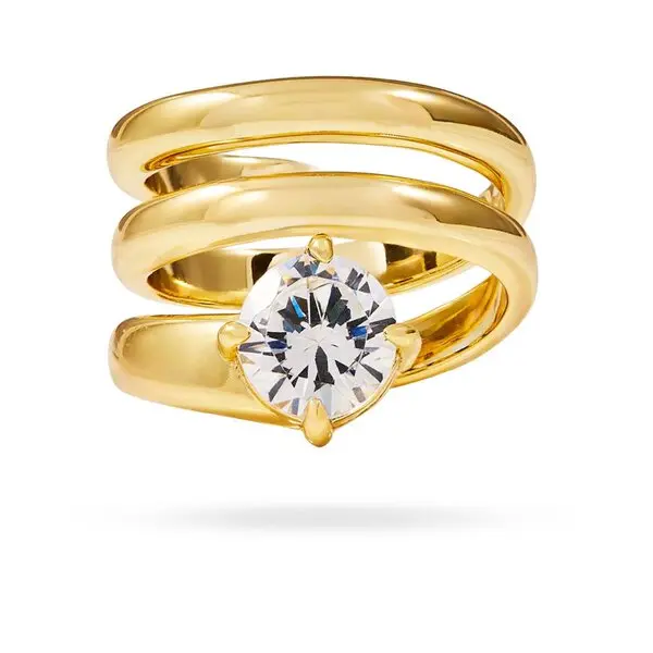 ONEWILDONE Spiral Stone Pinky Ring - Gold