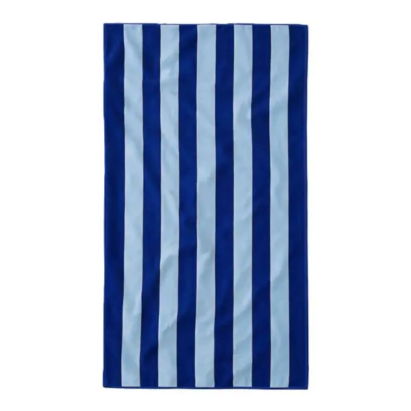 Misona Extra Large Organic Cotton Striped Beach Towel Navy & Sky - Blue