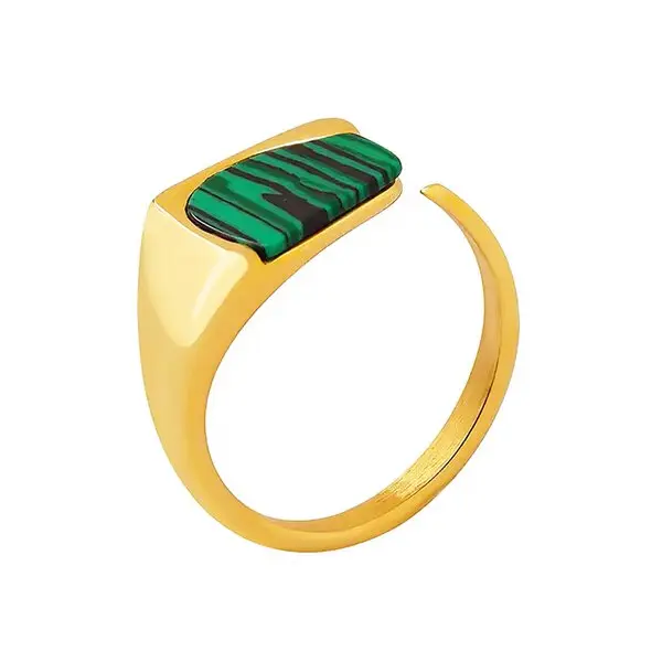 SHADED THE LABEL Priscilla Malachite Crystal Ring - Gold