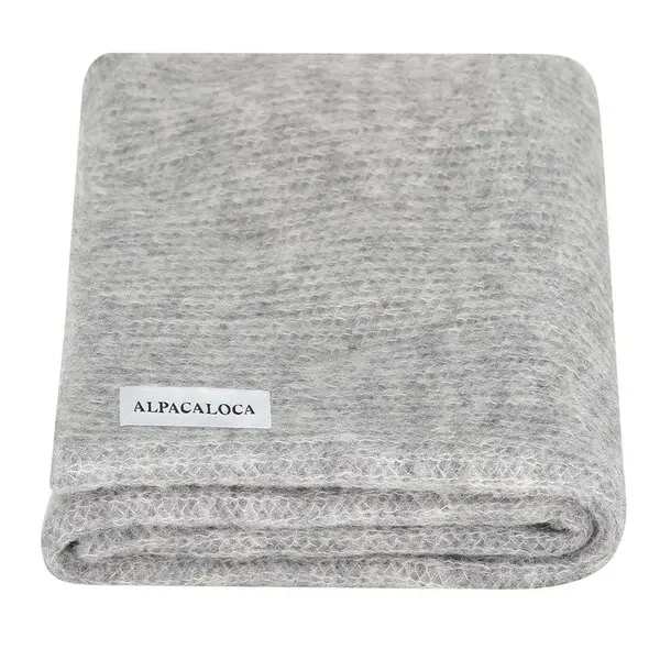 ALPACA LOCA Knitted Scarf/shawl Alpaca Wool - Grey