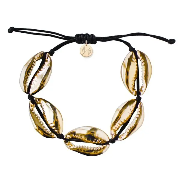 ADRIANA PAPPAS DESIGNS Sleek Shells Gold Filled Bracelet - Black