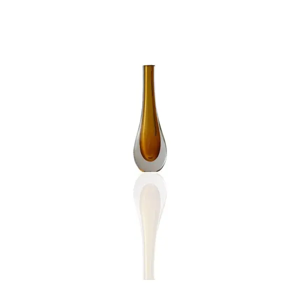 MARLETH Murano Colored Glass Vase – Amber Teardrop Form - Yellow